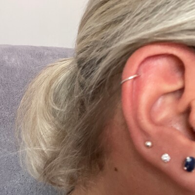 Silver Helix Hoop, Helix Ring, Tragus Hoop, Minimal Huggie Earrings ...