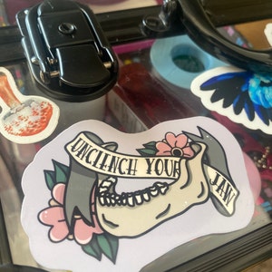Unclench Your Jaw Matte Glare Free Sticker Anxious Sticker Jawbone ...
