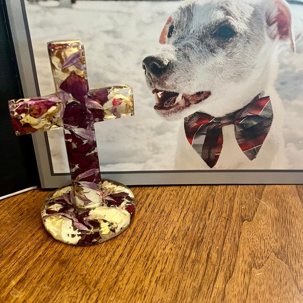 Funeral Flower Petal Memorial Cross Epoxy Memorial Flower Keepsake ...