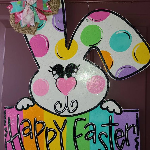 Easter Door Hanger - Personalized Door Hanger - Easter Decor - Bunny ...