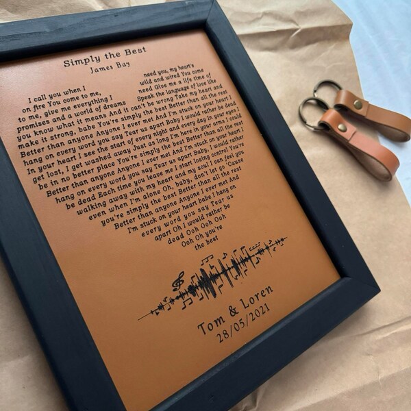 Handmade Leather Wedding Song Lyric Art Anniversary Gift for Him ...