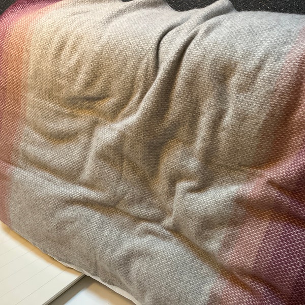 Raspberry Pink and Sage Green Illusion Weave Pure New Wool Blanket ...