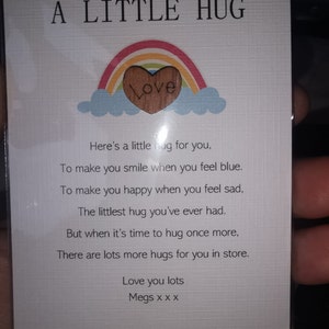 PERSONALISED, A TINY Little Pocket Hug With Poem Card, Isolation Gift ...