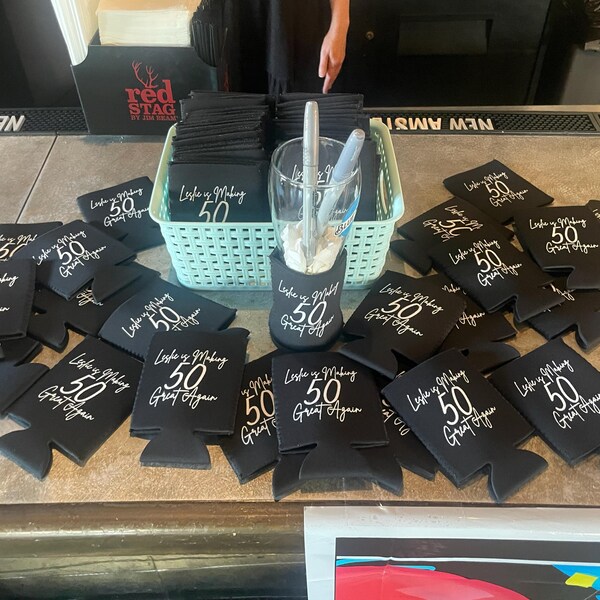 Elegant Wedding Can Coolers, Personalized Wedding Huggers, Modern ...