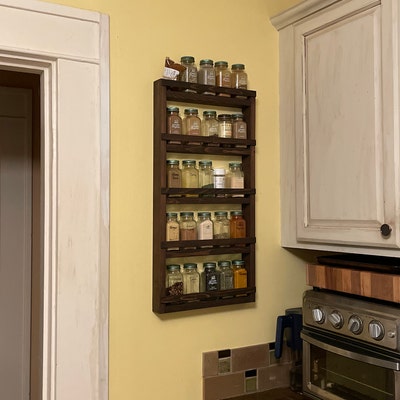 Wall Spice Rack Wooden Shelf Kitchen Organization Idea Essential Oil ...
