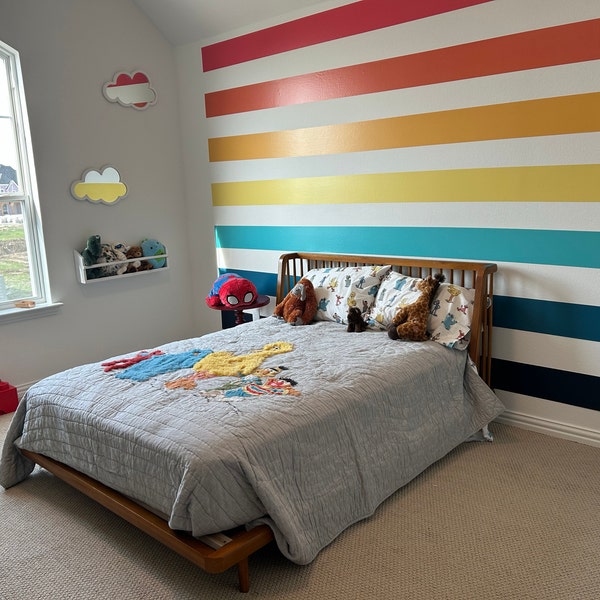 Retro Rainbow Stripes Wall Decals, Rainbow Wall Stickers, Nursery Room ...