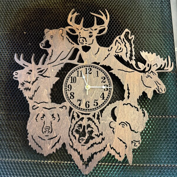 Wild Animals Clock Laser Cut Dxf Glowforge Svg Xtool D1 Template CNC ...