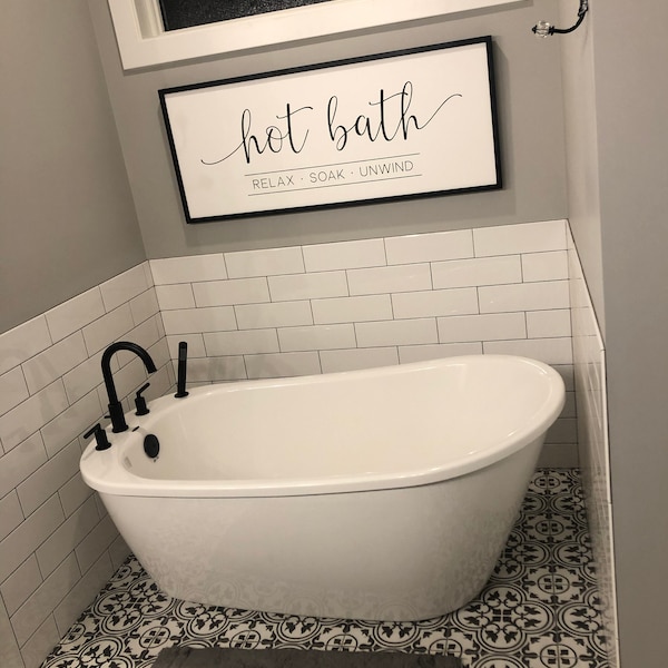 Bath Sign | Hot Bath Sign | Relax, Soak, Unwind | Sign for Bathroom ...