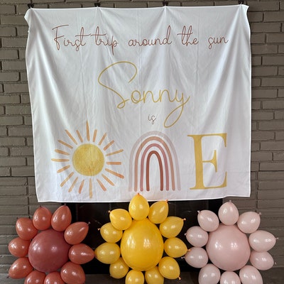 Little Sunshine Balloons First Trip Around the Sun Birthday Little ...