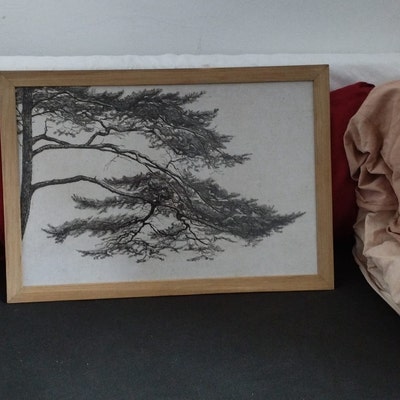 Pine Tree Branch Print, Vintage Tree Drawing Enhanced, Printable Tree ...