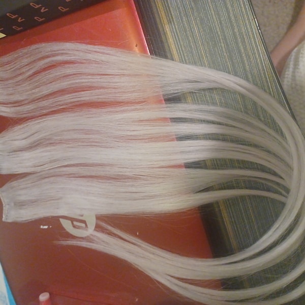 White Icy Silver Strip Clip-in Extension 100% Human Hair Streaks 1pc - Etsy