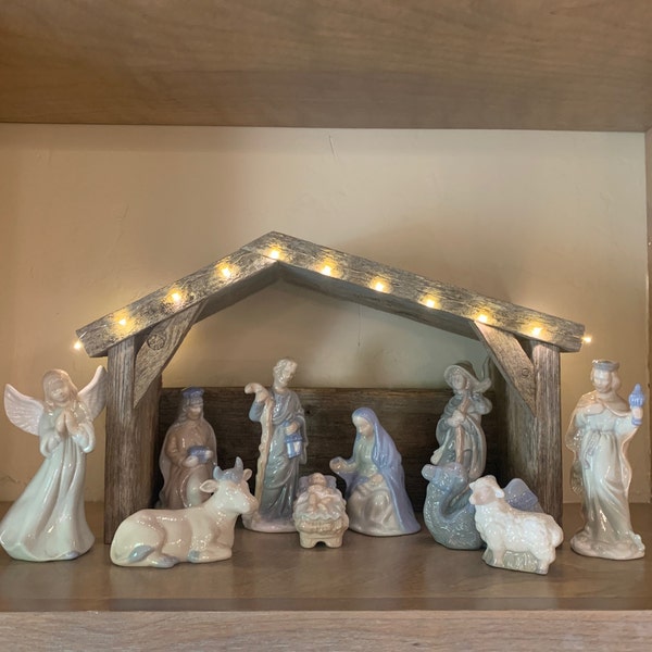 Barn Wood Nativity Stable, Wooden Manger, Creche, Set, Nativity Stable ...