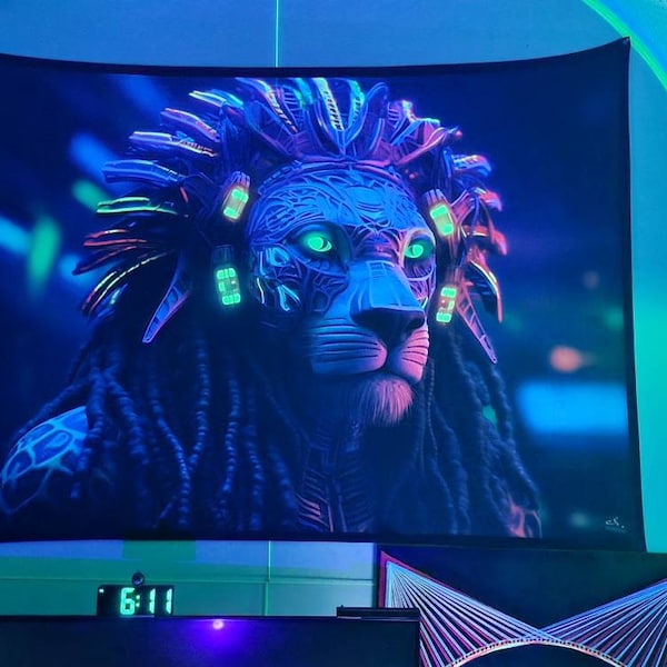 Pyramid DMT Temple Maya Inca UV Tapestry, Blacklight Reactive Wall ...