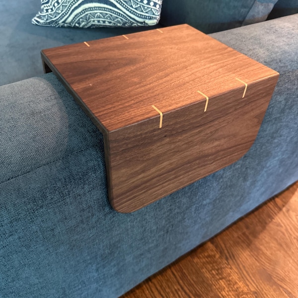 Handmade Walnut Sofa Arm Table, Maple Spline Detail, Set of 2 - Etsy