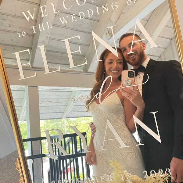 Welcome Wedding Entry Sign, Custom Vinyl Decal Sticker for Mirrors ...