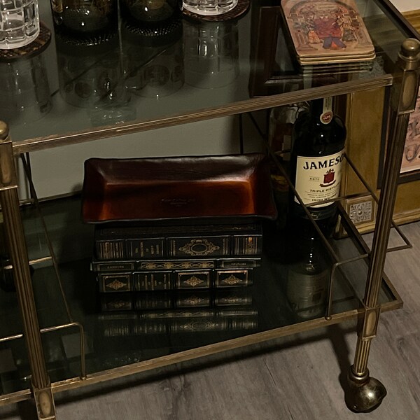 Large Handcrafted Leather Valet Tray. Paper Sized Leather Letter Tray ...