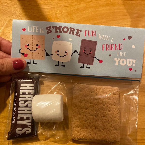 Valentine Treat Bag Toppers PRINTABLE Smores Valentine Cards for Kids ...
