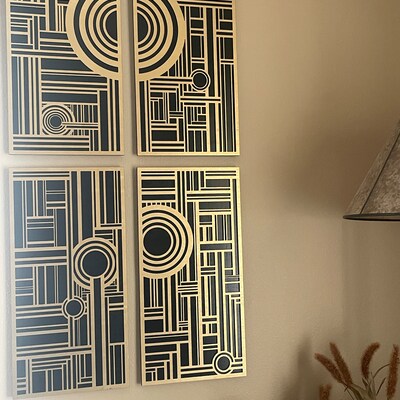 Geometric Mountain Triptych, Three Panels, Rustic Style Wall Art, Mountain Range, Lodge Decor - Etsy