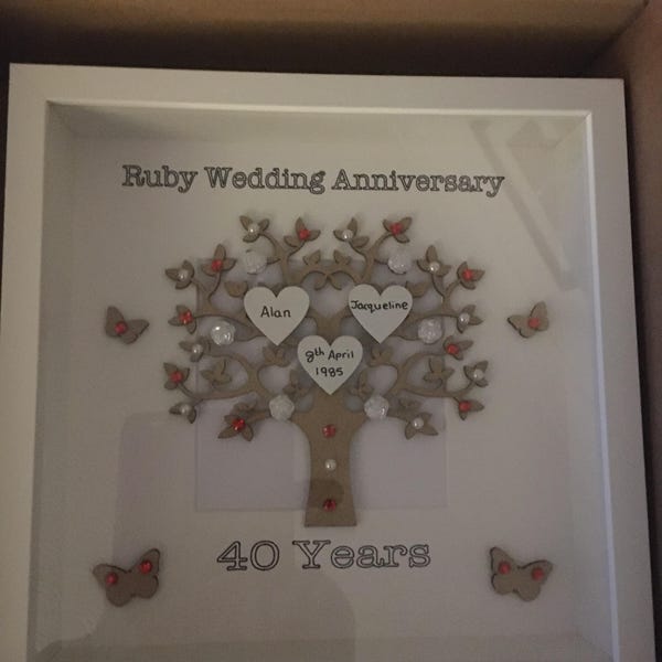 Ruby Wedding Anniversary Frame, Wedding Gift, Personalised, 40th ...