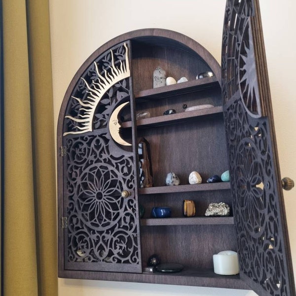 Coppermoon Celestial Arch Crystal Shelf, Crystal Cabinet, Crystal ...