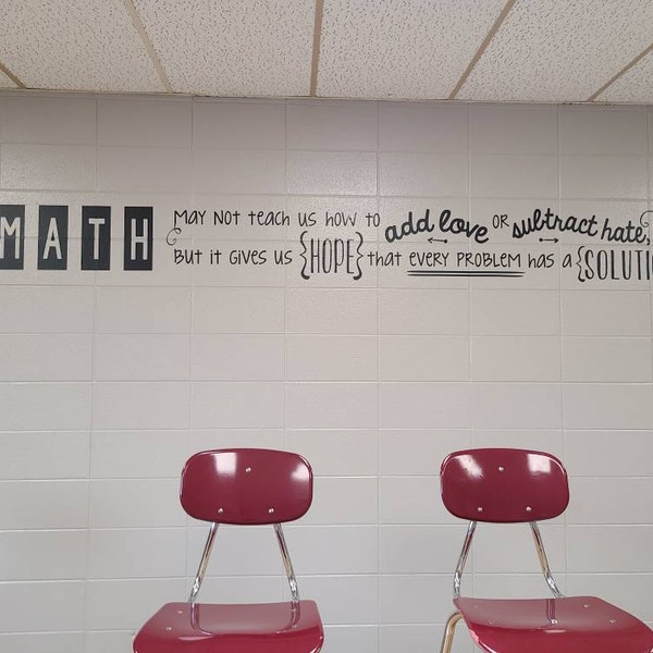 Math Classroom Decorations - Math Quote Vinyl Wall Decal for Teachers ...