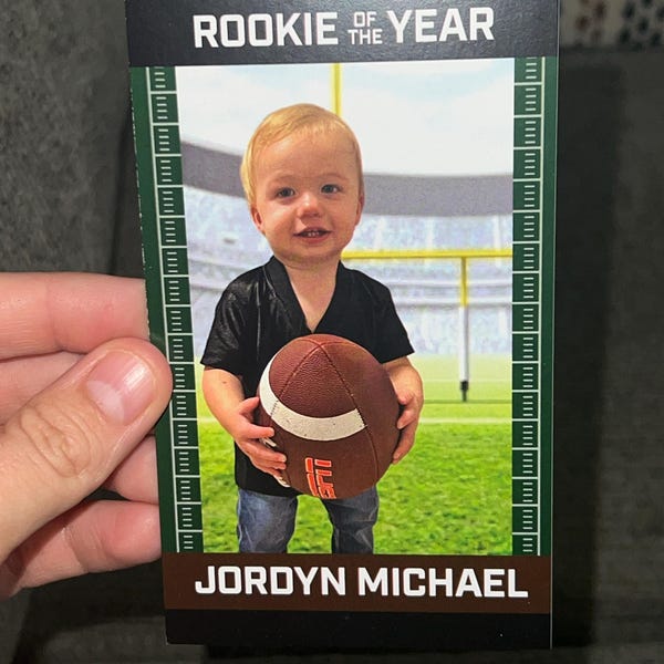 Football Player Card, Rookie of the Year, First Down, MVP, Touchdown ...