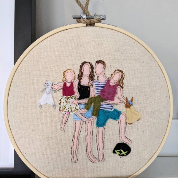 Custom Handmade, Personalised Embroidery, Embroidered Family Portrait ...