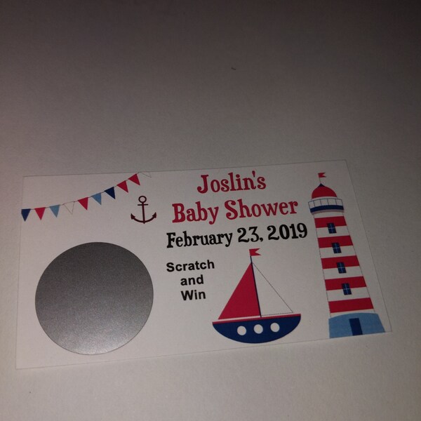 NAUTICAL SAILOR Baby Shower Party Game Scratch off Tickets Game ...