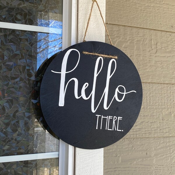 Hello There Door Decor- Welcome Porch Sign- Front Porch Sign- Round ...