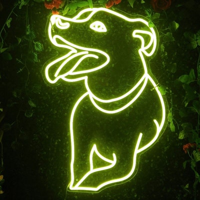 Custom Neon Sign Dog Portrait LED Neon Light Sign Home Room Wall Decor ...