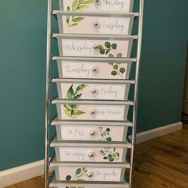 Teacher Trolley Labels, Editable Rolling Cart Drawer Organizers ...