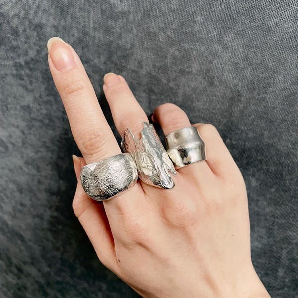 Set of 5 Stack Rings, Solid Bronze Ring, Geometric Ring, Stackable Minimal Rings, Stacking ...