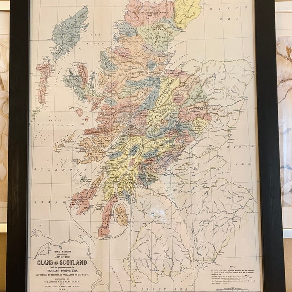 1899 Clans of Scotland Map Poster Print, Historical Old Scottish ...