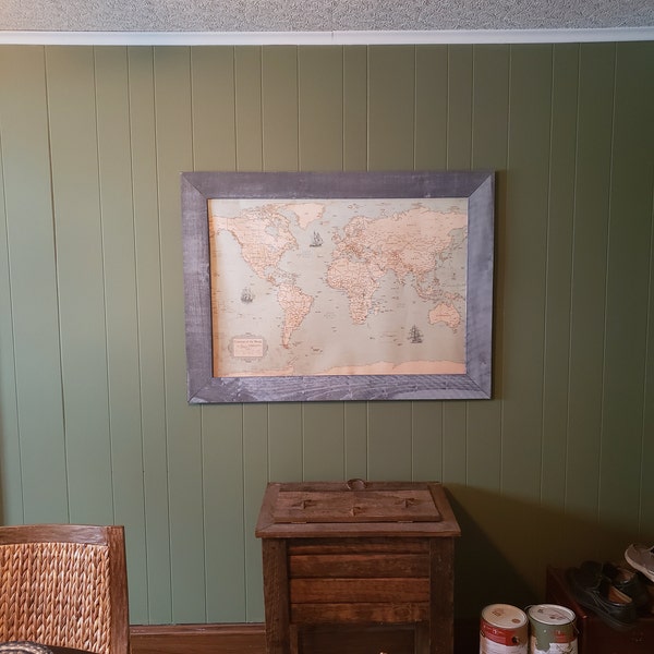 World Map - Rustic Style | Uncustomized | Old Style Wall Map | Map ...