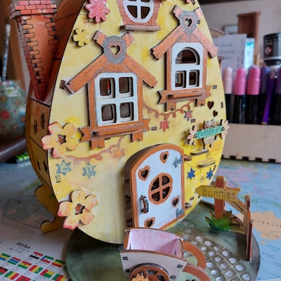 Wooden Easter House Egg Laser Cut Files. Easter Egg SVG / Easter Craft ...