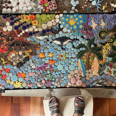 Handmade Ceramic Circle Tile With a Swirl for Use in Mosaics or Other ...