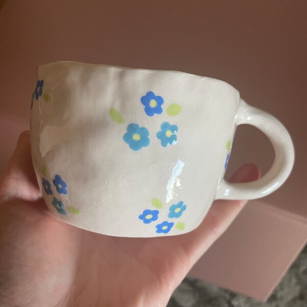 Teddy Bear Mug With Ribbon Bow Handmade Ceramic Mug 300 Ml Handmade ...