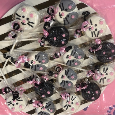 Cat Oreo Cookie Pops / Cat Birthday Party Favor / Chocolate Covered ...