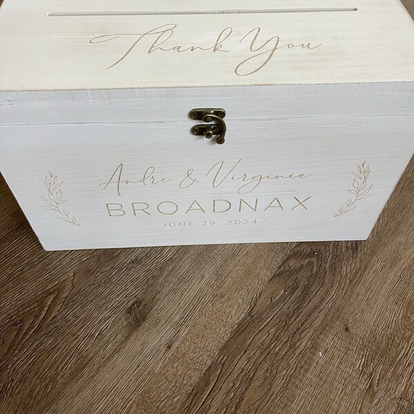 Elegant Couple Engraved Wooden Wedding Keepsake Card Box, Wedding ...
