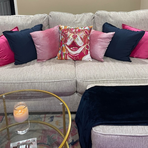 Gold Foil Preppy Pink Bulldog Pillow || Mississippi State Bully Pillow ...