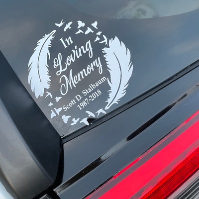 In Loving Memory Vinyl Decal, Customized Name and Date Sticker, Tribute ...