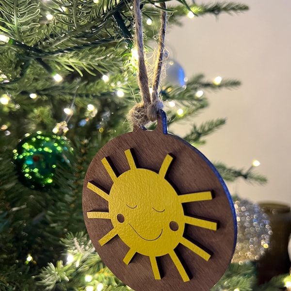 Happy Sun Christmas Ornament, Smiling Sunshine Ornaments to Brighten up ...