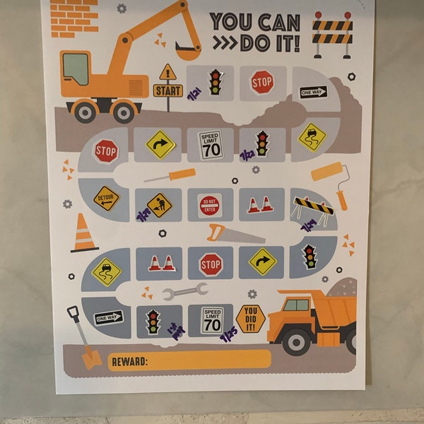 Construction Reward Chart | Printable Construction Kids Behavior Chart ...
