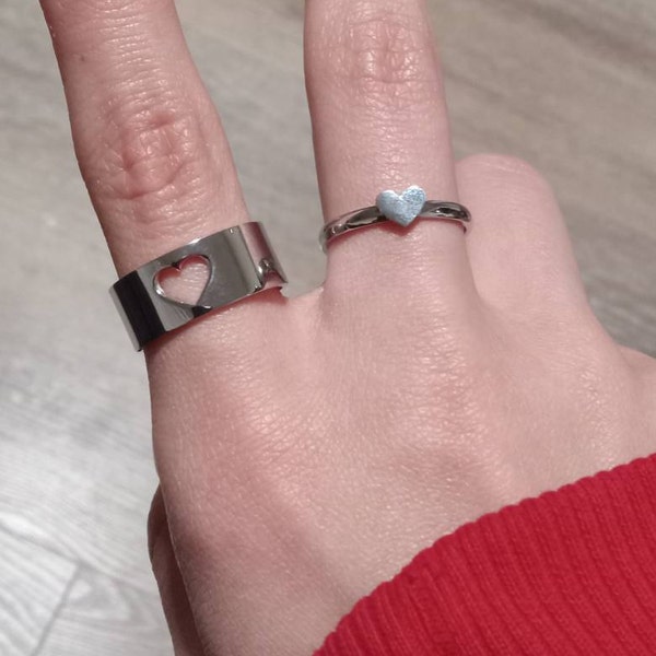 Matching Friendship Couples Heart Ring Set Lover Rings His and Her ...