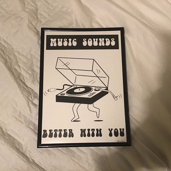 Music Sounds Better With You' Record Player, Lyrics Song Poster, 90s ...