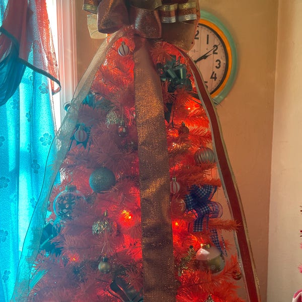 Copper and Gold Christmas Tree Topper Bow Autumn Tree Topper Bow ...