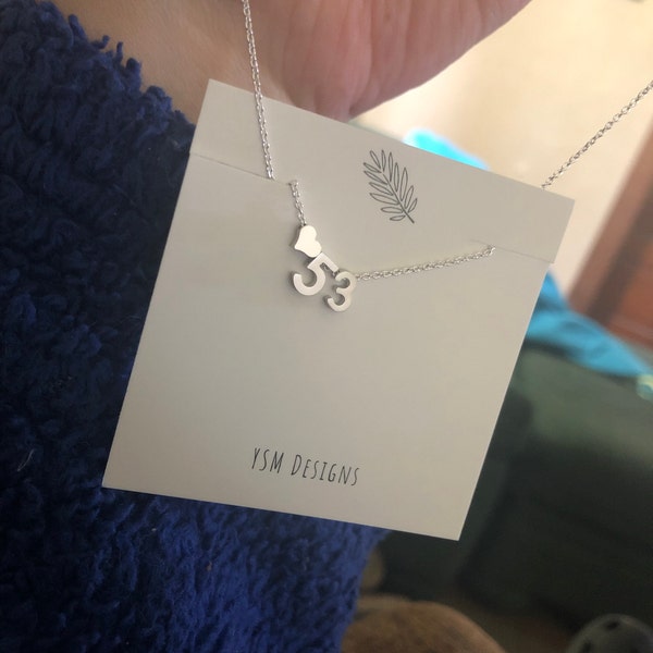 Silver Number Necklace Sports Number Necklace Personalized Number ...