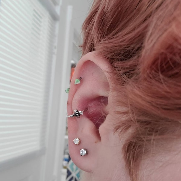 Tiny Bee Conch Hoop, Gold Conch Ring, Bee Cartilage Earring, Sterling ...