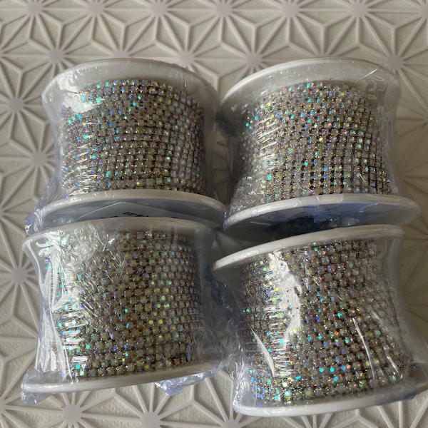 2MM Preciosa Rhinestone Crystal AB Cup Chain Crystal Trim DIY Bridal ...