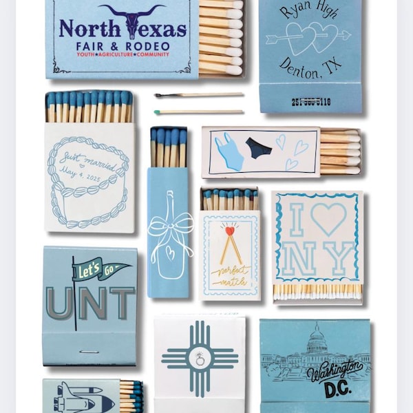 Matchbook Poster Template | Blue Matchbook Art | Blank DIY Matchbook ...